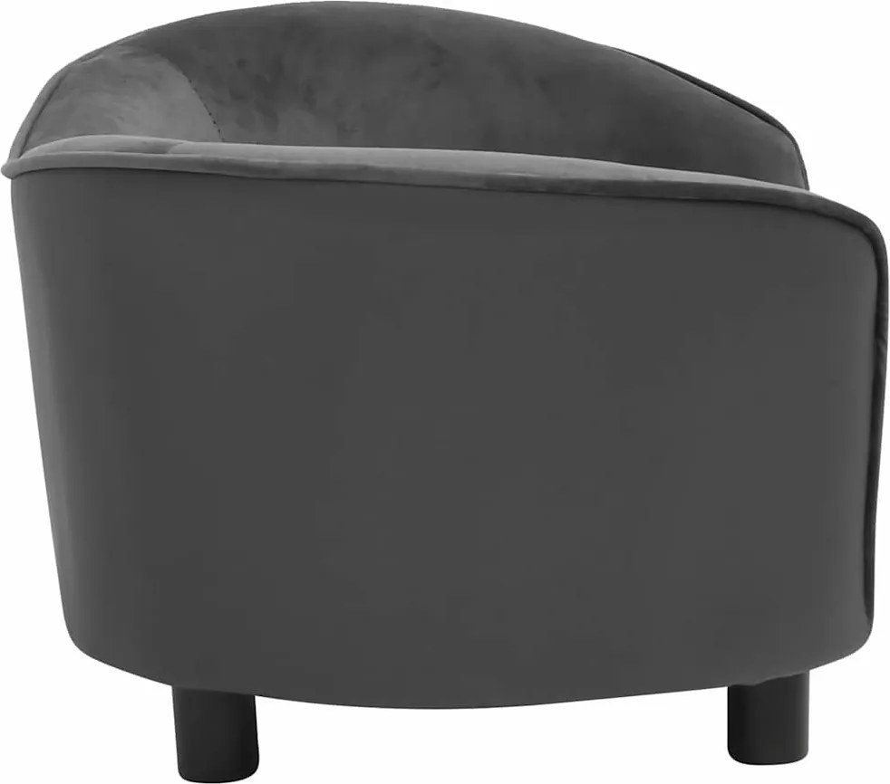 Pohovka pro psy tmavě šedá 69 x 49 x 40 cm plyš a umělá kůže 171033