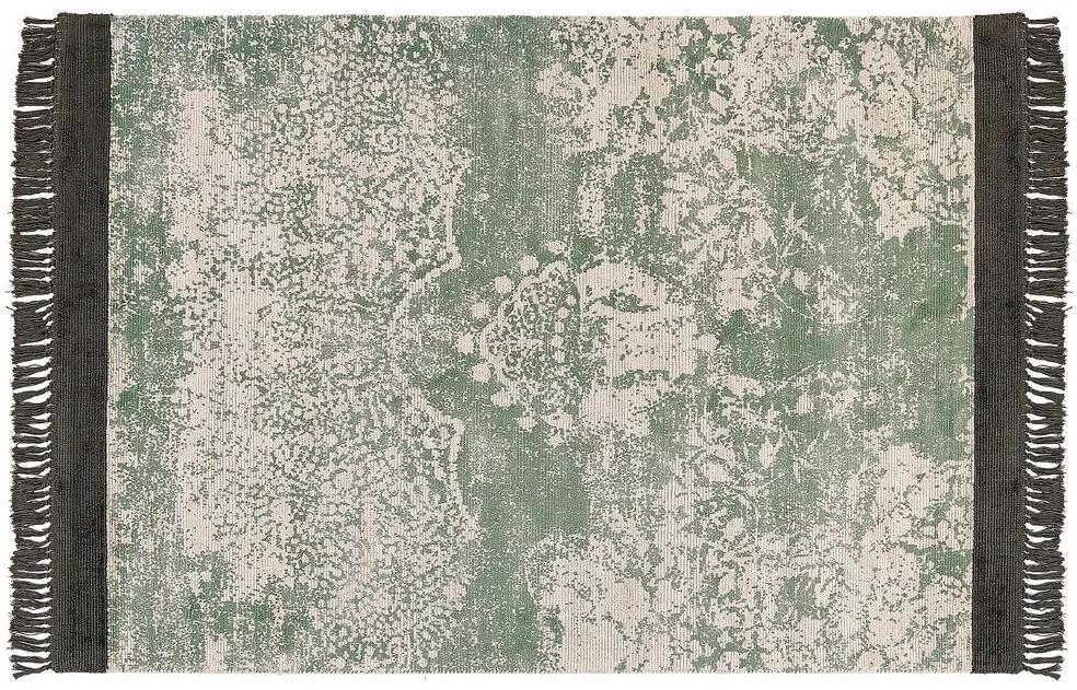 Viskózový koberec 160 x 230 cm zelený/ béžový AKARSU Beliani