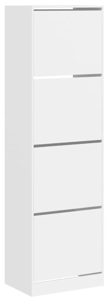 Botník se 4 výklopnými zásuvkami bílý 60 x 42 x 204 cm - Default Title