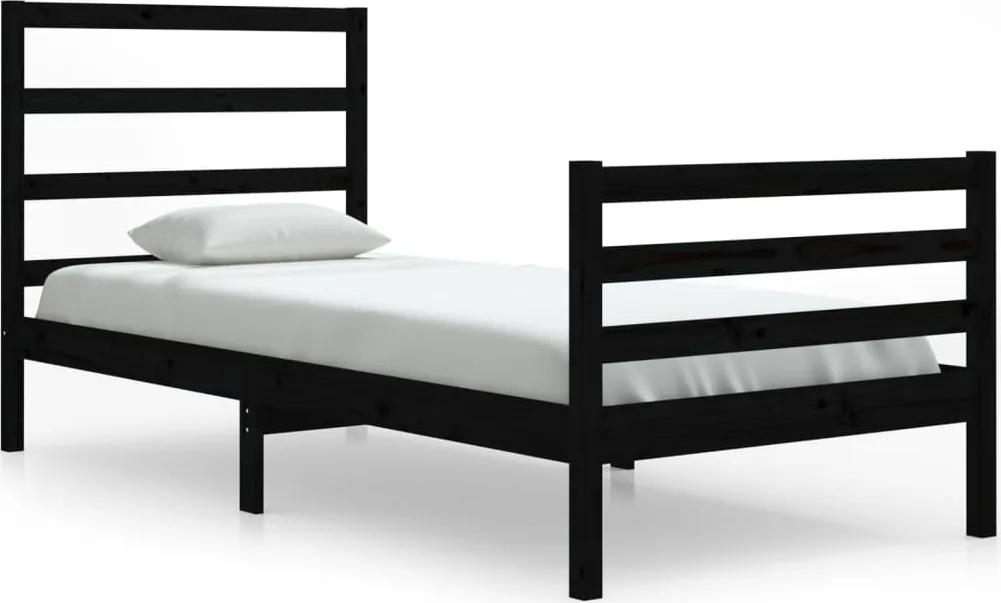 vidaXL Rám postele masivní borovice 90 x 200 cm [3104995] Barva: Černá