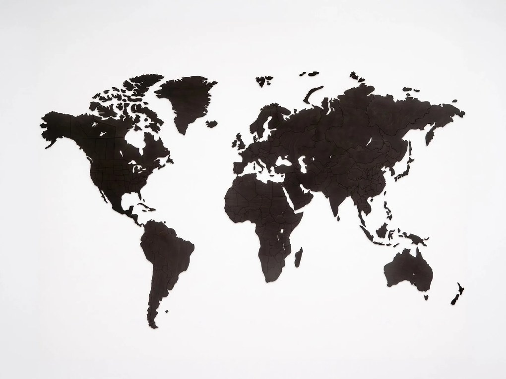Dřevěná mapa světa HDF Minimalist Černá / 280 x 170 cm