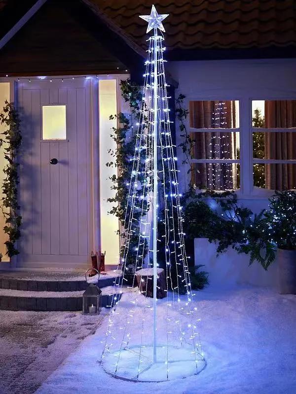 Venkovní vánoční světelný kužel, 2m vysoký, 480 LED diod, bílá konstrukce, různé barvy na výběr Barva: Zelená