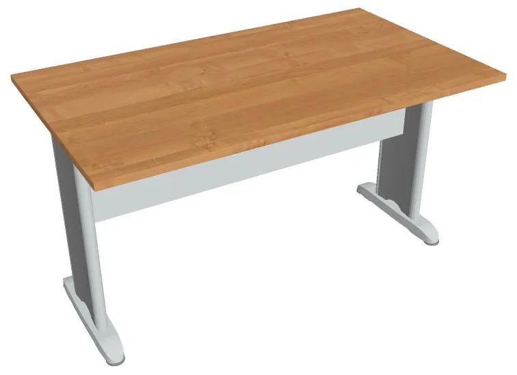 Stůl jednací rovný 140 cm - Hobis Cross CJ 1400 Dekor stolové desky: olše, Dekor lamino podnože: šedá, Barva nohou: Stříbrná