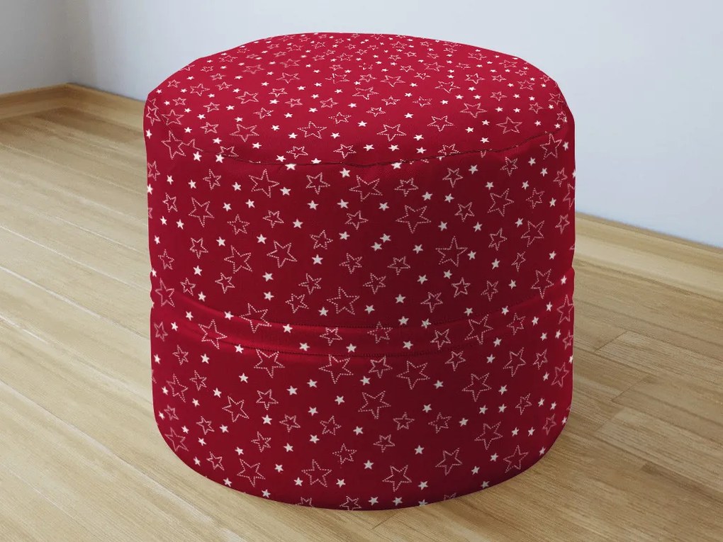 Goldea vánoční bavlněný sedací bobek 50x40cm - stříbrné hvězdičky na červeném 50 x 40 cm