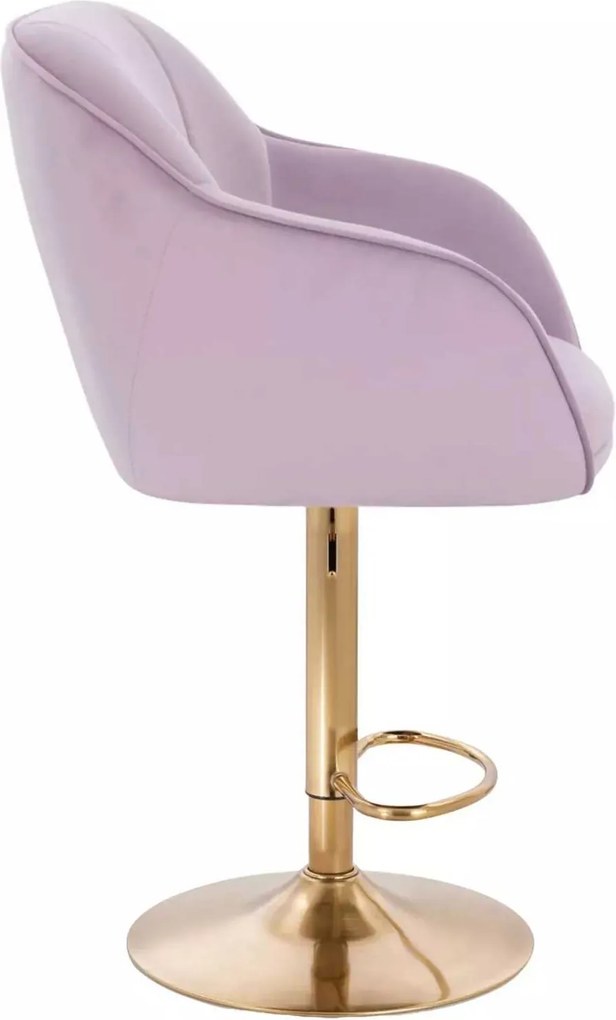 LuxuryForm DESIGN Barová židle AVOLA VELUR na zlaté kulaté podstavě - levandule
