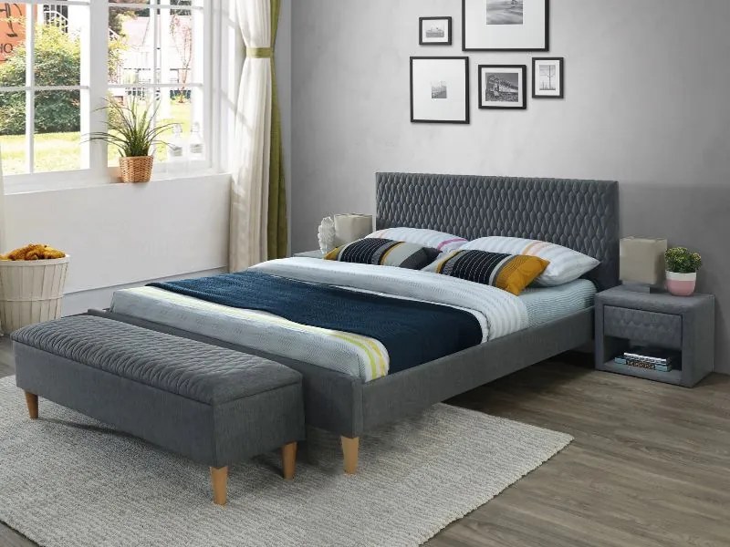 Čalouněná postel AZURRO 160 x 200 cm šedá Matrace: Matrace Deluxe 15 cm