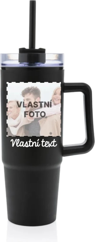 Personalizovaná cestovní termoska s průhledným víčkem s fotografií