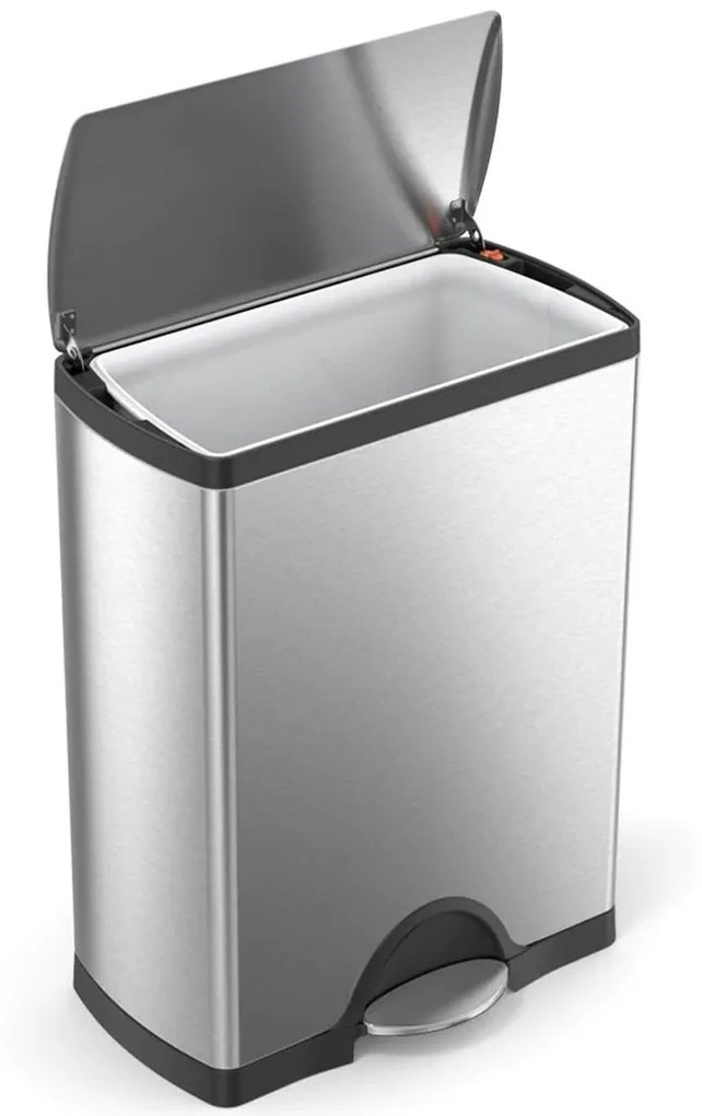 Pedálový odpadkový koš Simplehuman – 50 l, obdélníkový, matná ocel, FPP