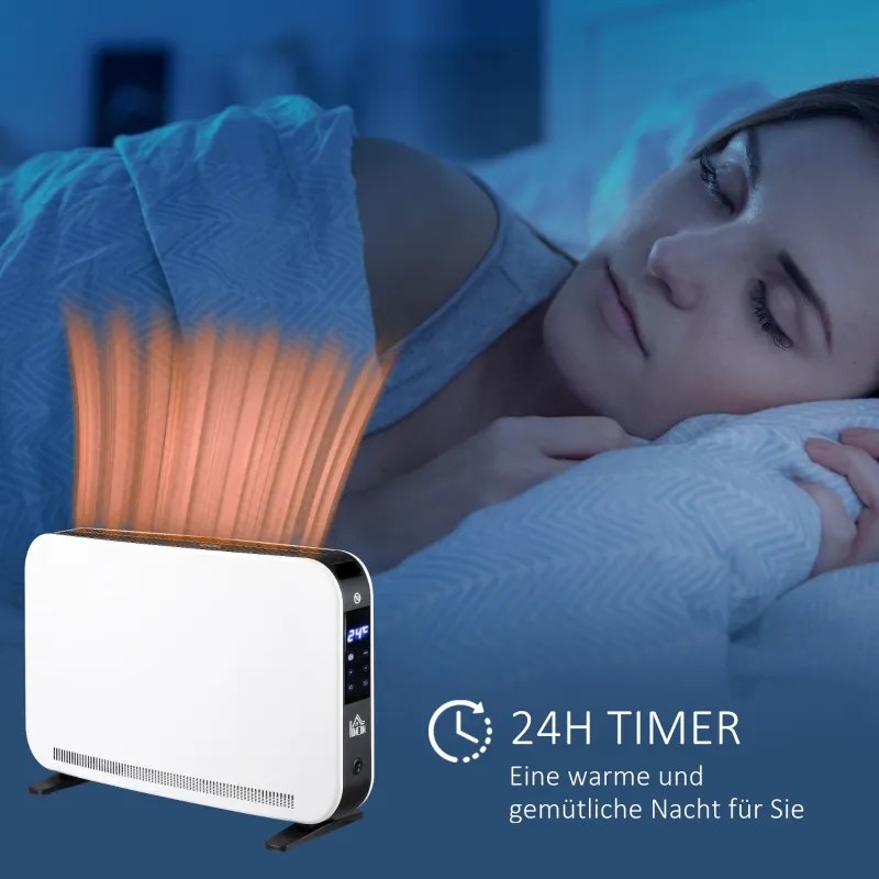 HOMCOM Ventilátorové topení s LED displejem, 3 úrovně topení, 24-hodinový časovač, 2180 W 820-244