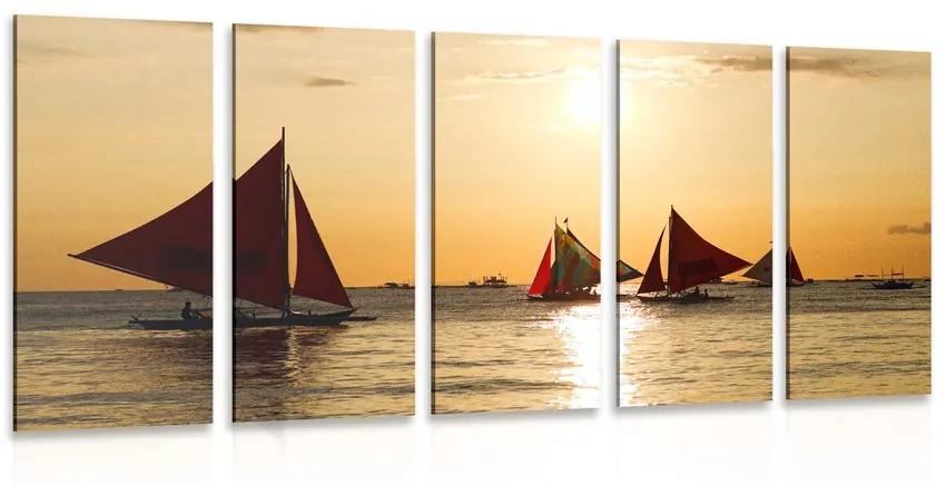 5-dílný obraz nádherný západ slunce na moři Varianta: 100x50