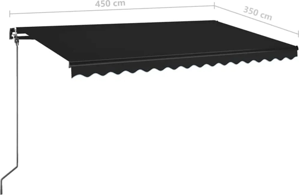 Ručně zatahovací markýza s LED světlem 450 x 350 cm antracitová 3069204