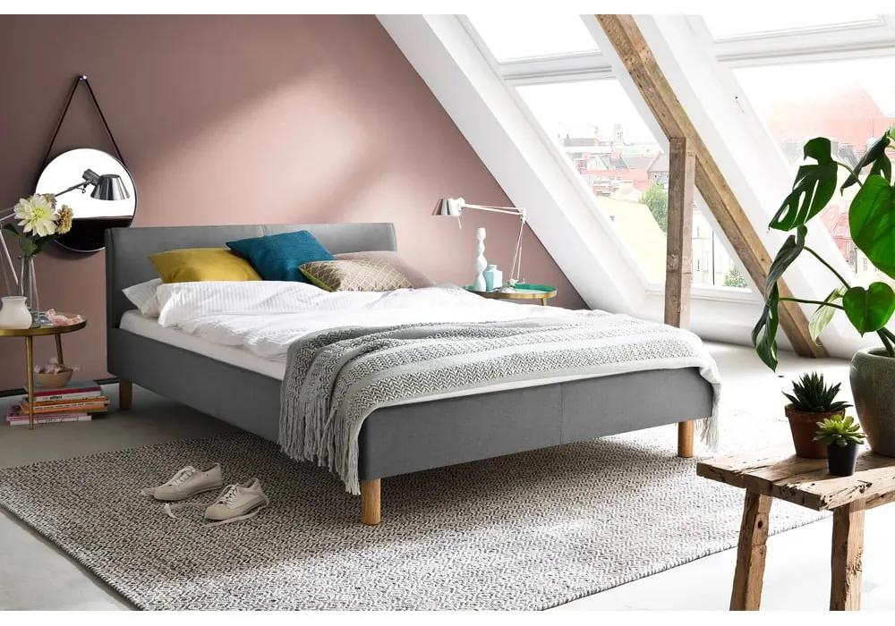 Světle šedá čalouněná dvoulůžková postel 140x200 cm Lena – Meise Möbel