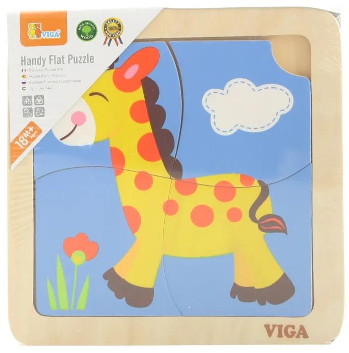 Dřevěné puzzle 4 dílky - žirafa