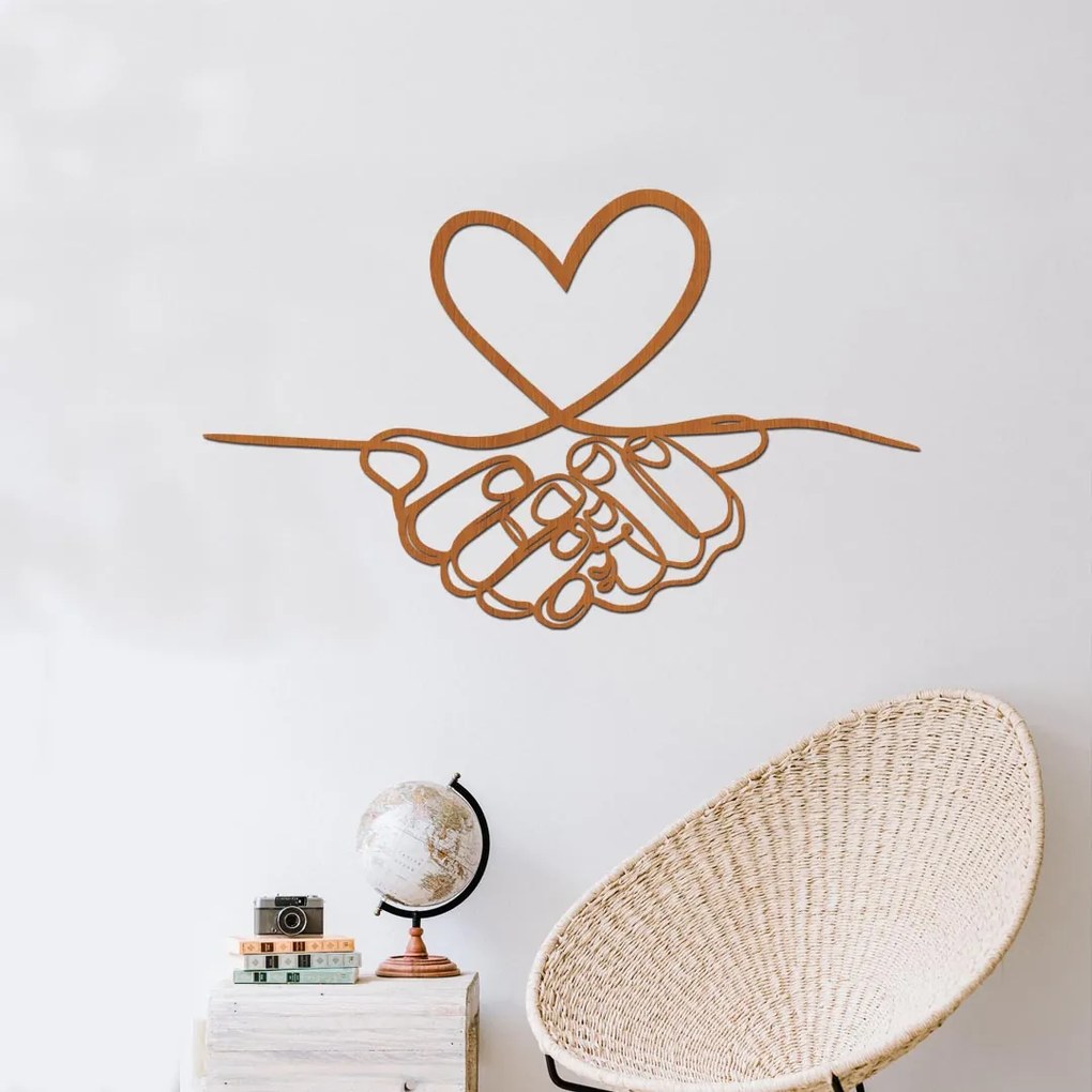 dřevo života Dřevěná dekorace na zeď SRDCE NA DLANI Zvolte rozměr (cm): 30x18, Zvolte barvu dekoru: Antracitová