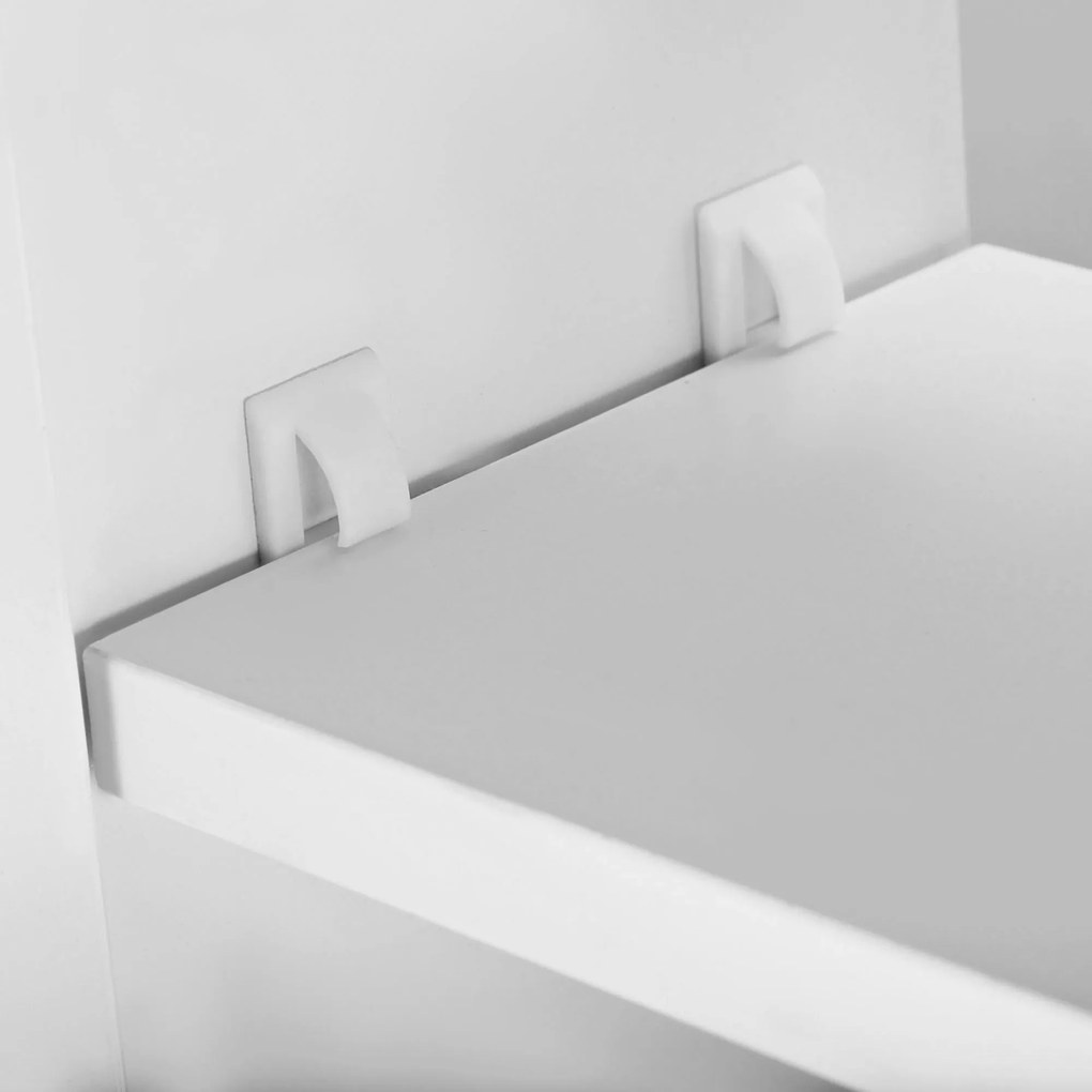 HOMCOM Koupelnová Skříň s Zrcadlem, 2-Dveřová Skříň s 3 Policemi Moderní Styl pro Ložnici a Obývací Pokoj 80x15x60 cm Světle Fialová