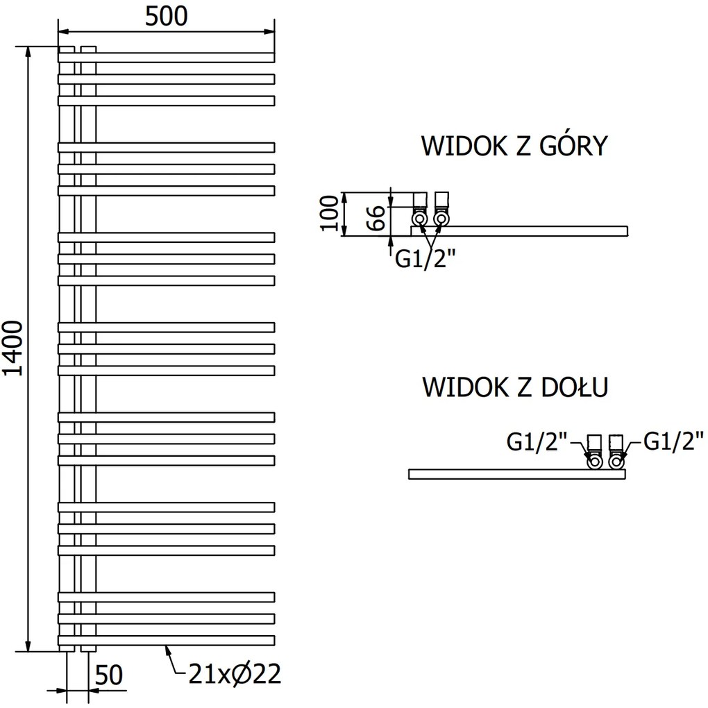 Mexen Neptun, elektrické topné těleso 1400 x 500 mm, 600 W, chromová, W101-1400-500-2600-01