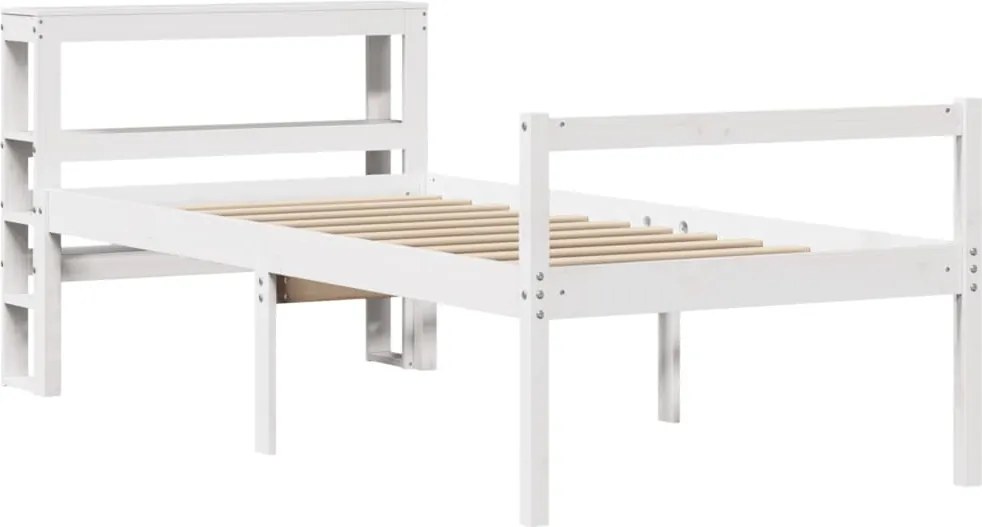Postel s čelem pro seniory bílá 75 x 190 cm masivní borovice 3305850