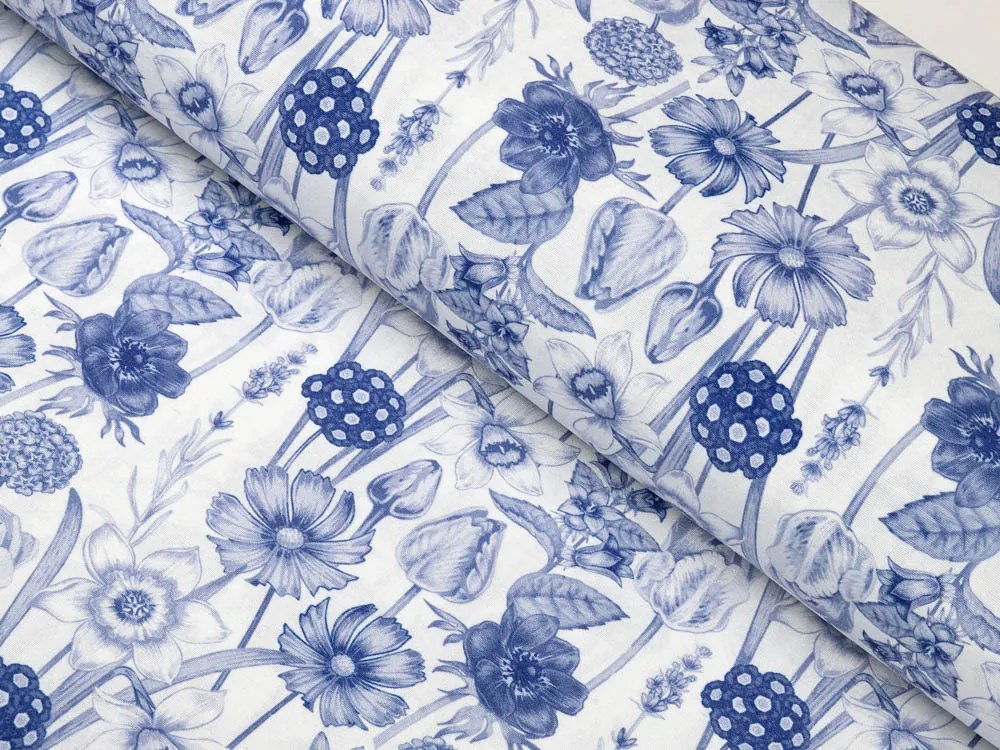 Biante Dekorační čtvercový ubrus PML-090 Modré jarní květiny na bílém 60x60 cm