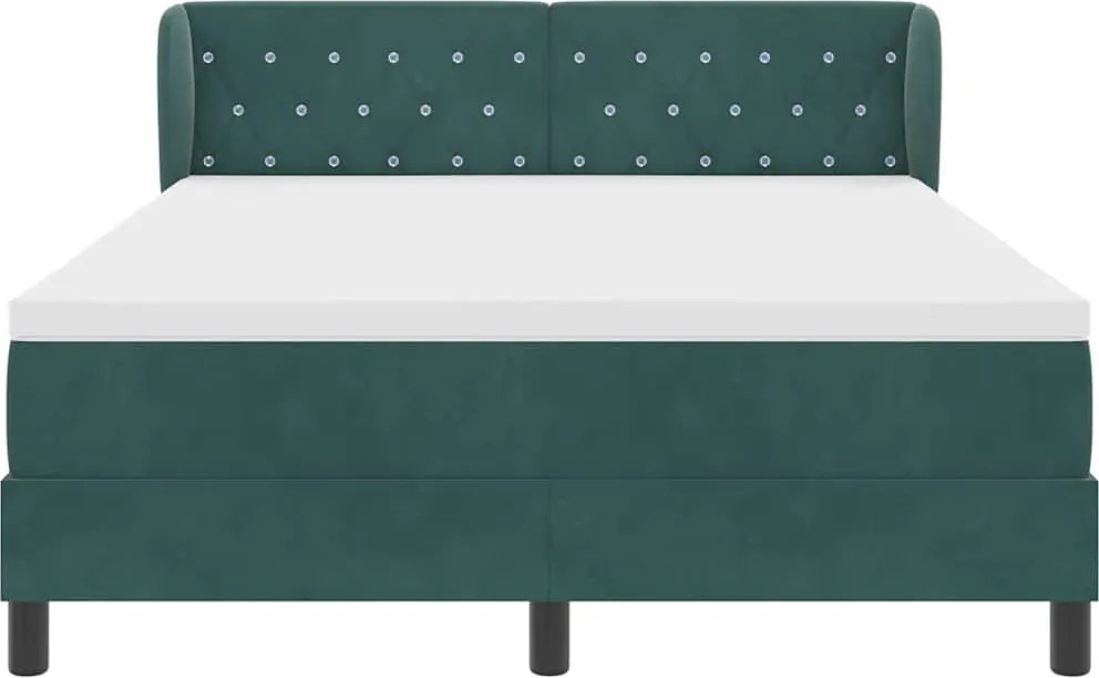 Postel s boxspringem s čelo Tmavě zelená 140 x 190 cm samet 3340331
