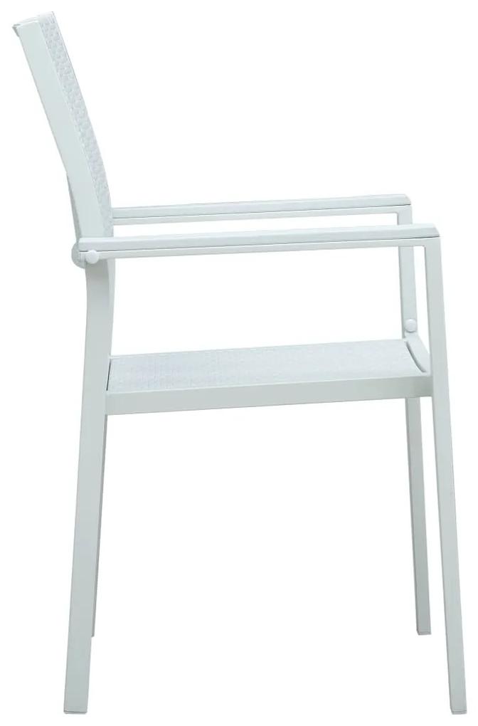 Zahradní židle 4 ks bílé plast ratanový vzhled - Default Title