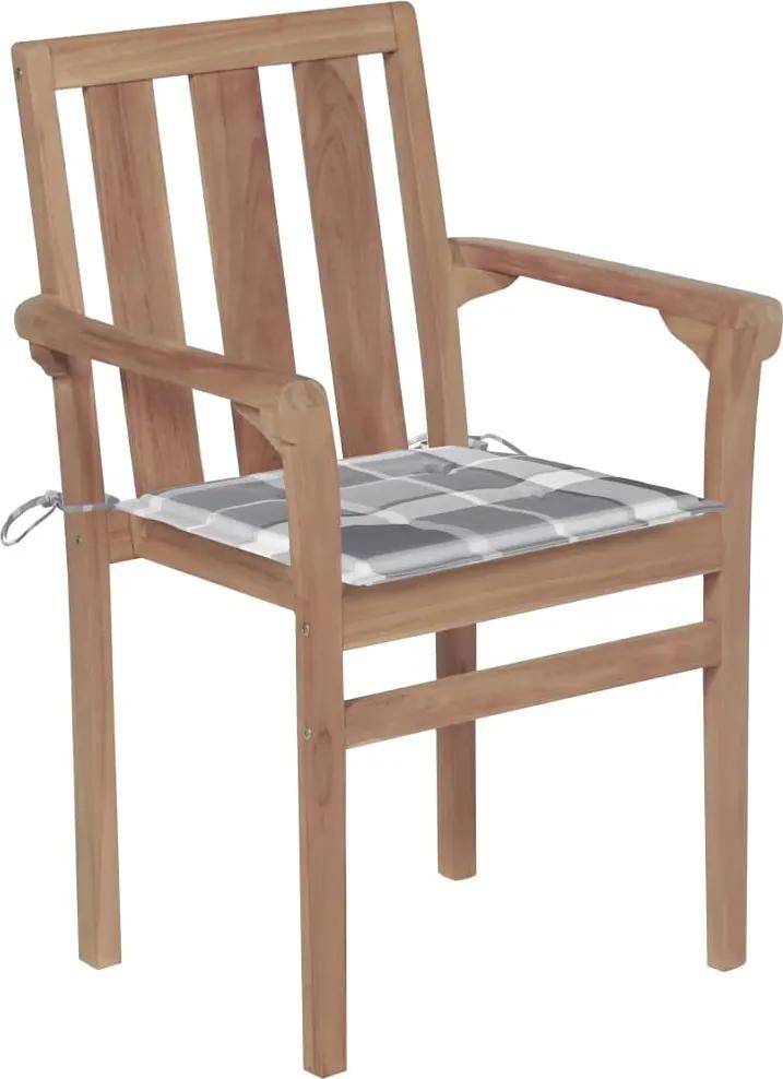 vidaXL Zahradní židle 2 ks podušky masivní teakové dřevo [3062220] Barva: Šedá