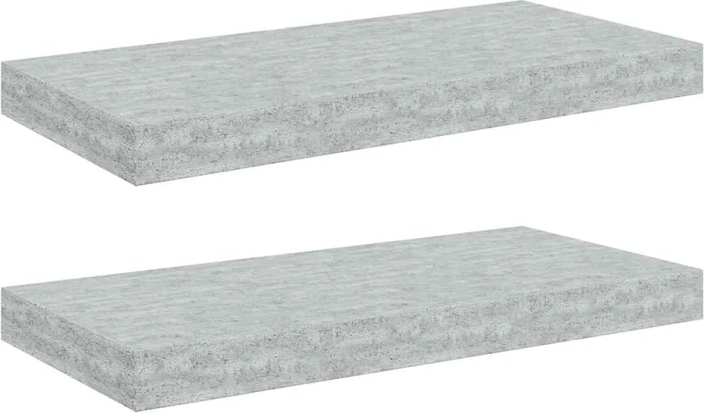 Plovoucí nástěnné police 2 ks betonově šedé 50x23,5x3,8 cm MDF 326595