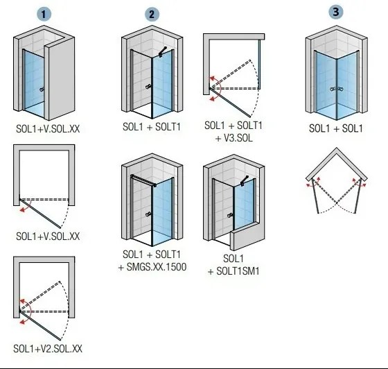 Ronal (Sanswiss) Ronal, SOLINO Black Line jednokřídlé dveře SOL1, š. 100 cm Sklo: 87 Screen