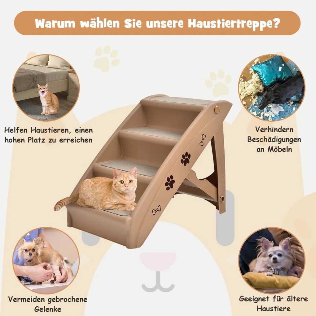 Costway Pet Schody se 4 schody Přenosný šplhací žebřík Bezpečná rampa pro psy