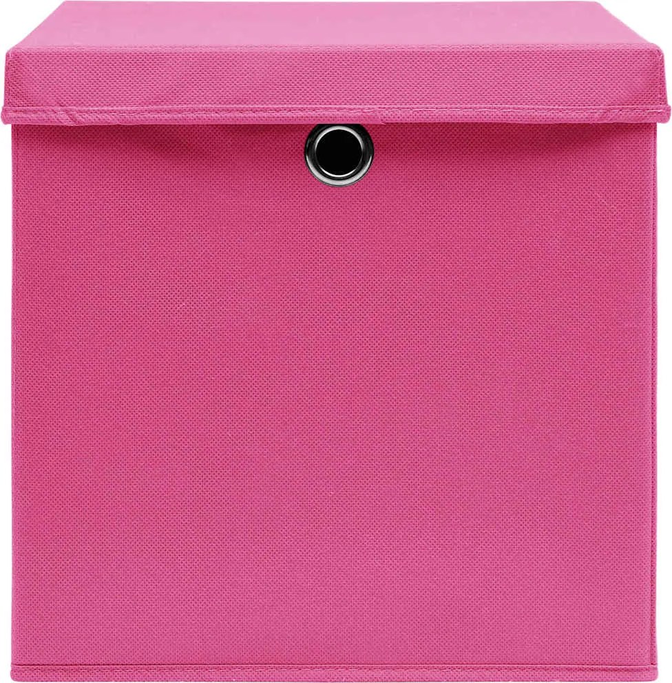 Úložné boxy s víky 4 ks růžové 32 x 32 x 32 cm textil 288346