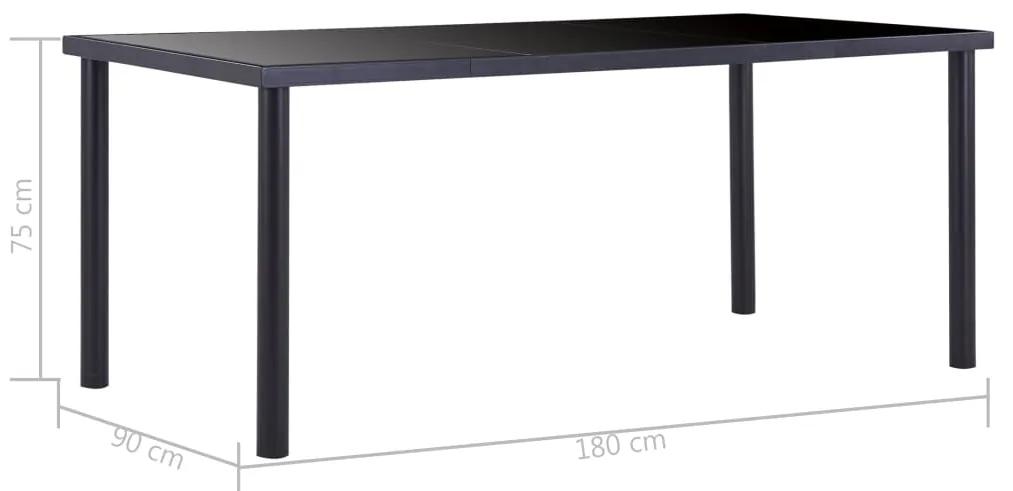 vidaXL Jídelní stůl černý 180 x 90 x 75 cm tvrzené sklo
