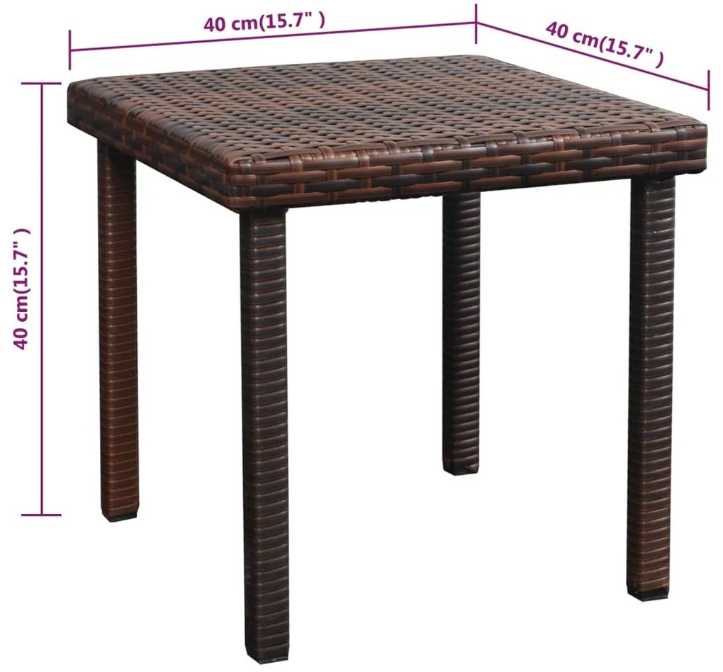 vidaXL Marketos Zahradní lehátko s poduškou a stolkem polyratan hnědé