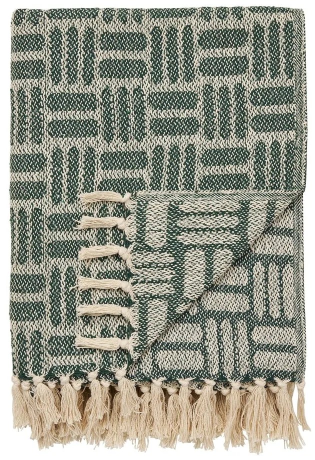 Zelená deka z recyklované bavlny 130x180 cm Adana – House Nordic