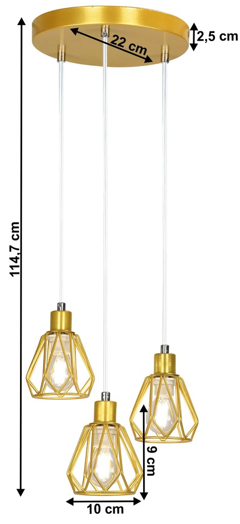 Kondela Visací lampa, zlatá/kov, OKIRA TYP 1