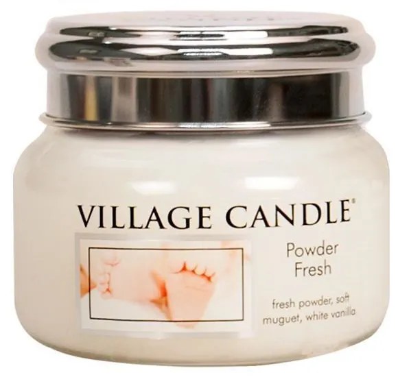 VILLAGE CANDLE Svíčka ve skle Powder Fresh - malá, bílá barva, sklo