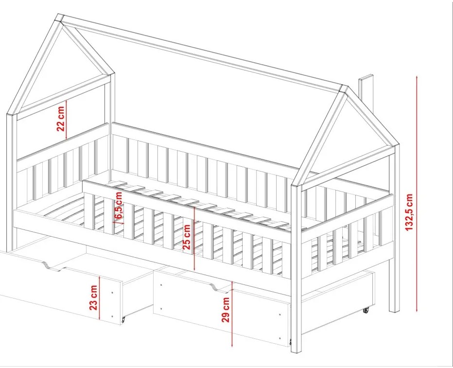 Legno Dětská postýlka Demi borovice Rozměr (cm): 80x200