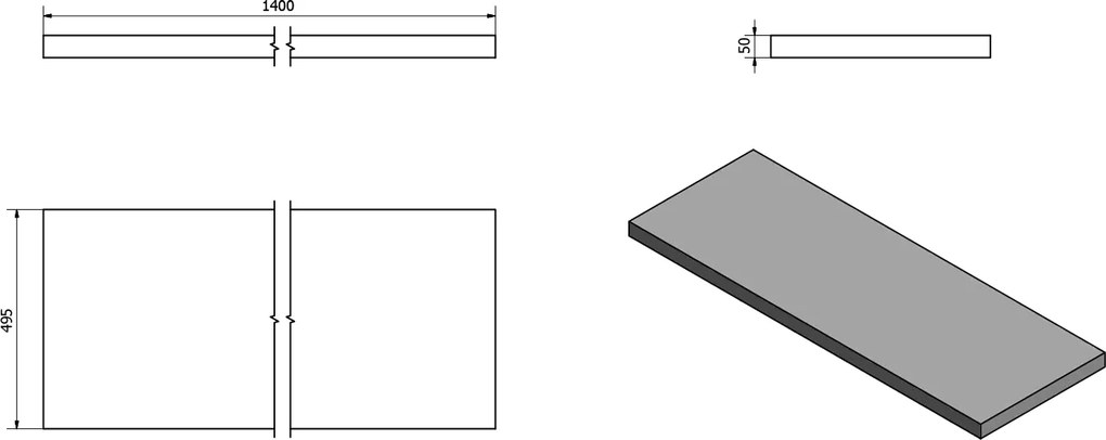Sapho Avice AV145 deska 140 x 50 cm dub starobílý
