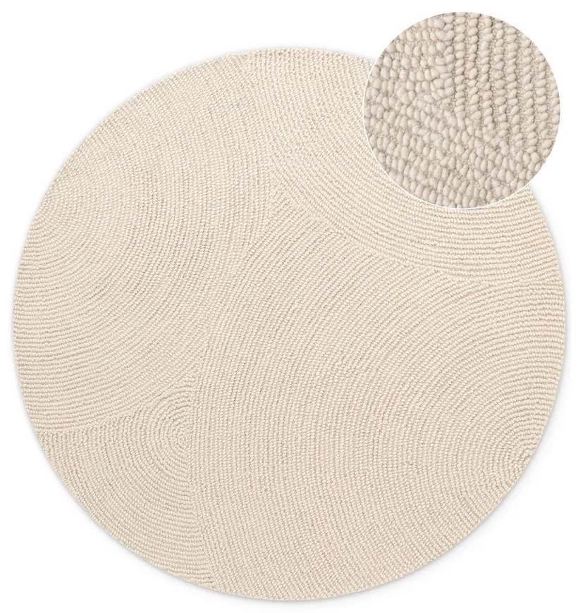 Ručně tkaný vlněný kulatý koberec ve světle přírodní barvě ø 120 cm Eleni Natural White – Hanse Home