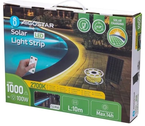 Aigostar - LED Stmívatelný solární pásek LED/10W/3,2V 10 m 2700K IP65 + DO