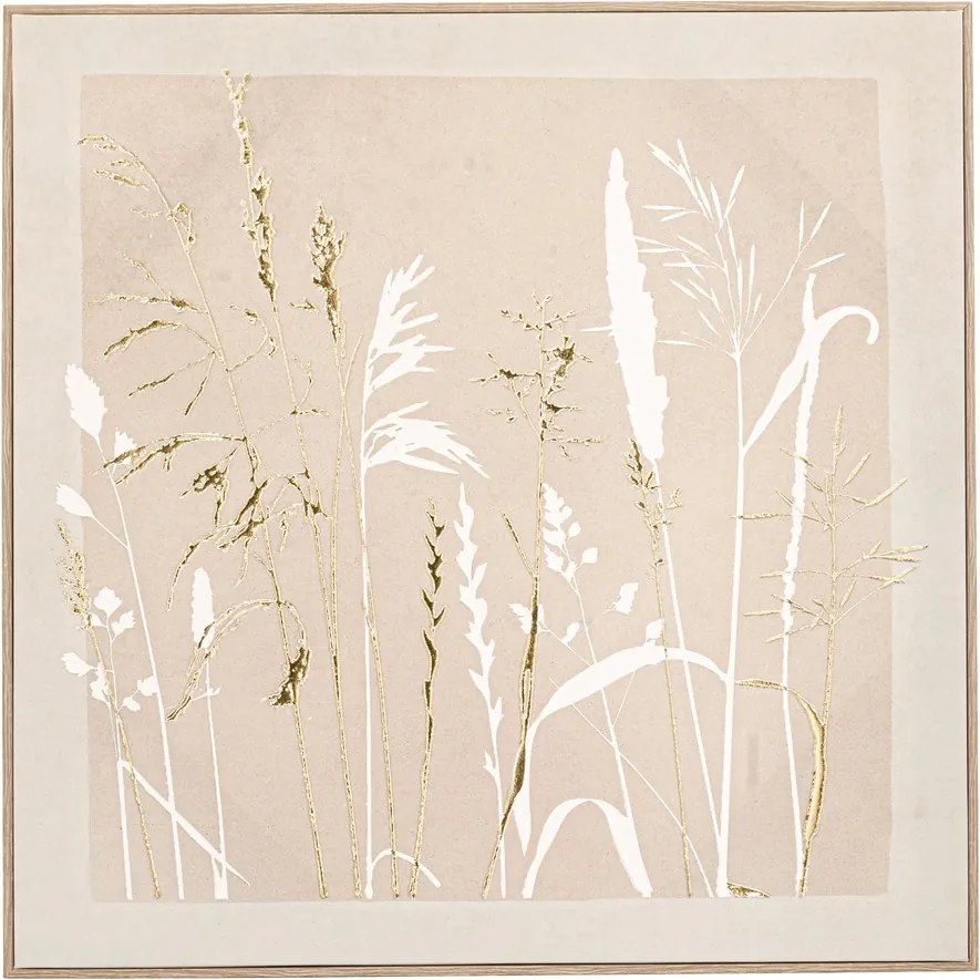 BIZZOTTO Obraz v rámu 60 x 60 cm béžový s reliéfními detaily 0245260