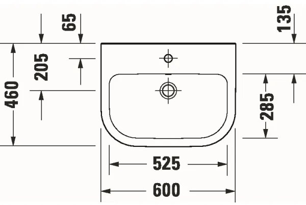 Duravit 23986000002 - Závěsné umyvadlo D-CODE 60x46 cm keramika/lesklá bílá