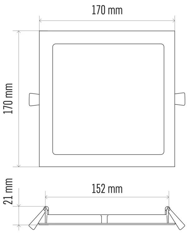 Emos LED zápustný panel ZD2131, čtverec, 12 W, 170 mm, teplá bílá