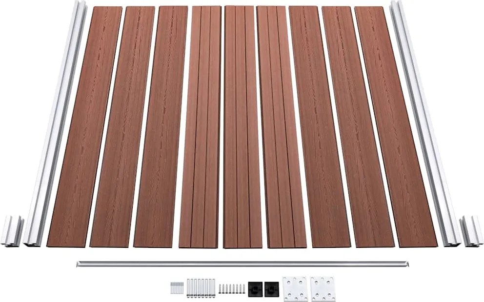 Plotová sada WPC 2 čtvercové + 1 šikmý díl 446 x 186 cm hnědá 3053216