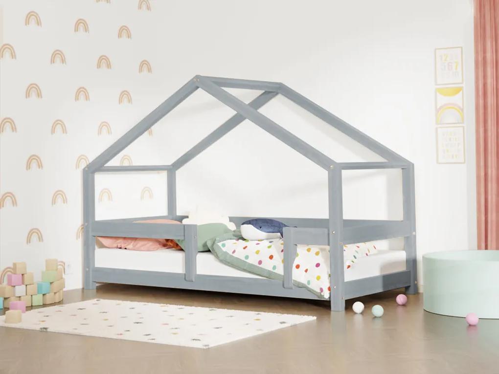 Benlemi Dětská domečková postel LUCKY s pevnou bočnicí Barva: Pastelově růžová, Rozměr: 120 x 200 cm