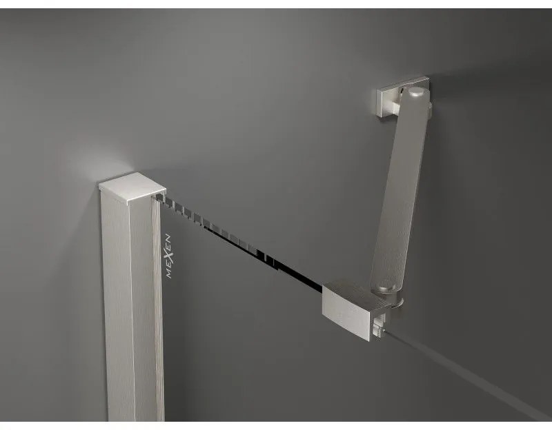 Mexen Velar Duo, sprchový kout s posuvnými dveřmi 90 x 90 cm, 8mm čiré sklo, broušená ocel, 871-090-090-02-97