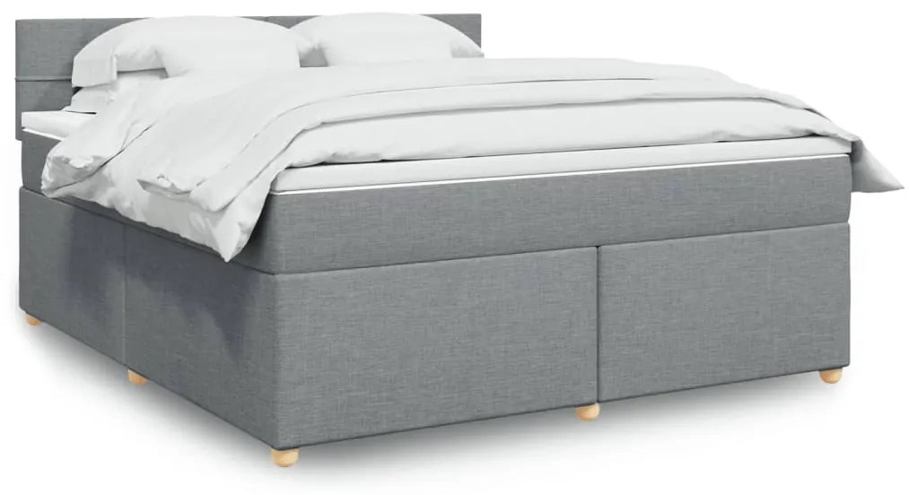 Box spring postel s matrací světle šedá 180 x 200 cm textil 3286759