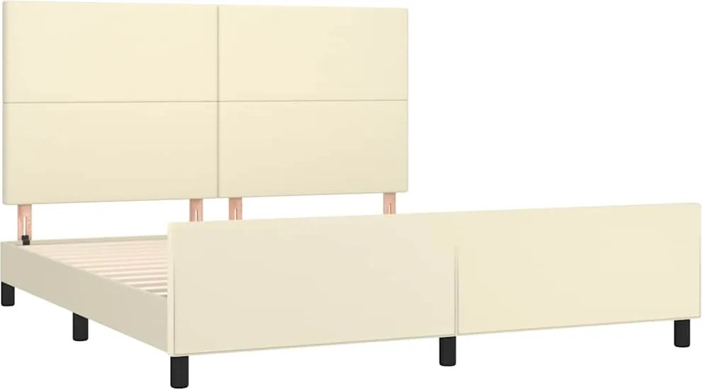 Rám postele s čelem krémový 160x200 cm umělá kůže 3125459
