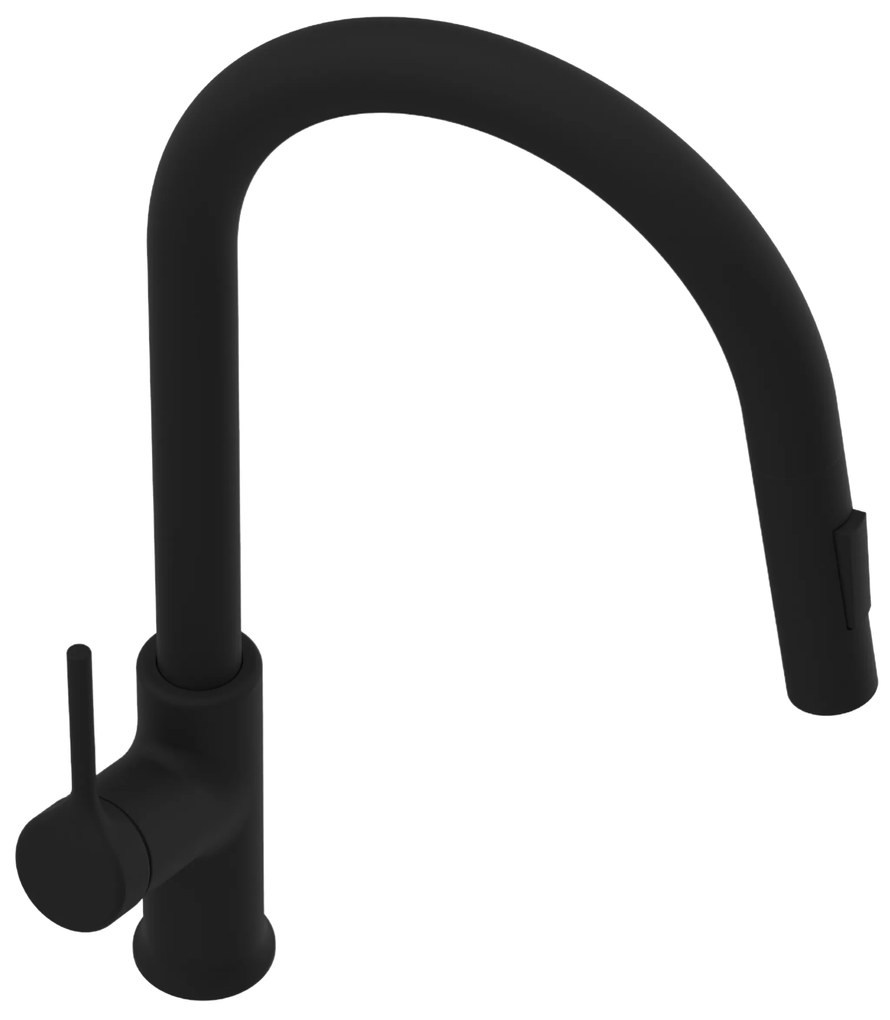 Invena Farsala, dřezová baterie s výsuvnou 2-funkční výlevkou h-433, černá matná, INV-BZ-40-U04-S