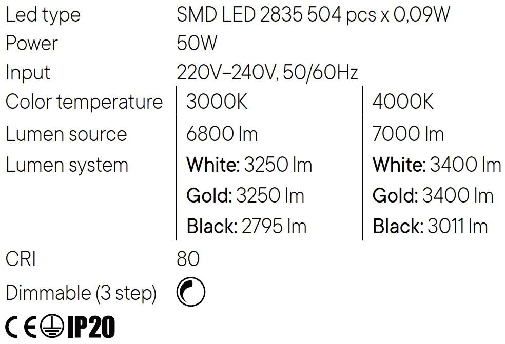Závěsné hranaté LED světlo Redo FEBE 01-2925/ LED 50W/barva světla 3000K