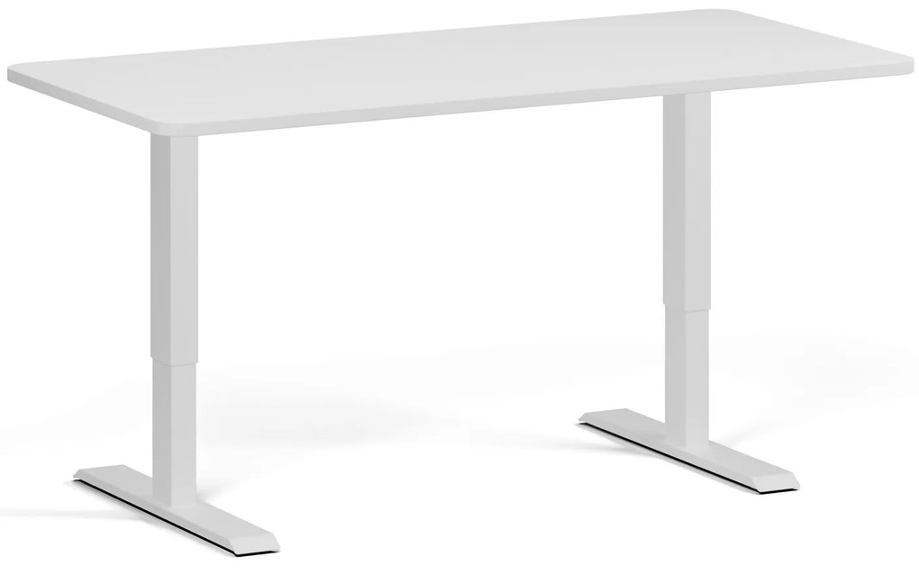 Polohovací stůl se zaoblenými rohy, 160x80 cm, 1 motor, šedá podnož, bílá