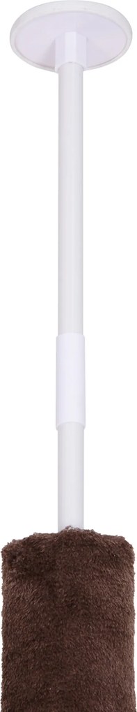 Stropní škrabadlo PawHut vysoké 230-260 cm - výškově nastavitelný kočičí strom s robustními sisalovými sloupky v hnědé barvě pro milovníky koček | Ao…